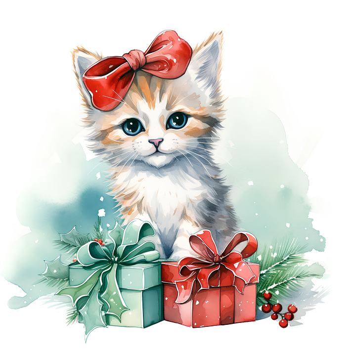 Download Ai Generated, Christmas Eve, Kitten. Royalty-Free Stock Illustration Image - Pixabay