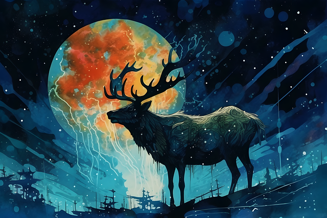 Download Moon, Reindeer, Antlers. Royalty-Free Stock Illustration Image ...