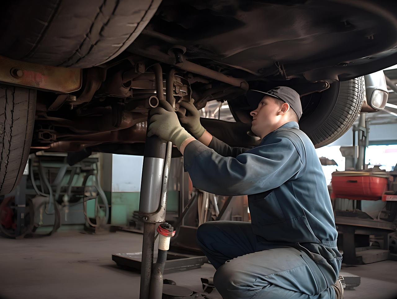 Download Mechanic, Repairing A Car, Car Suspension. Royalty-Free Stock ...