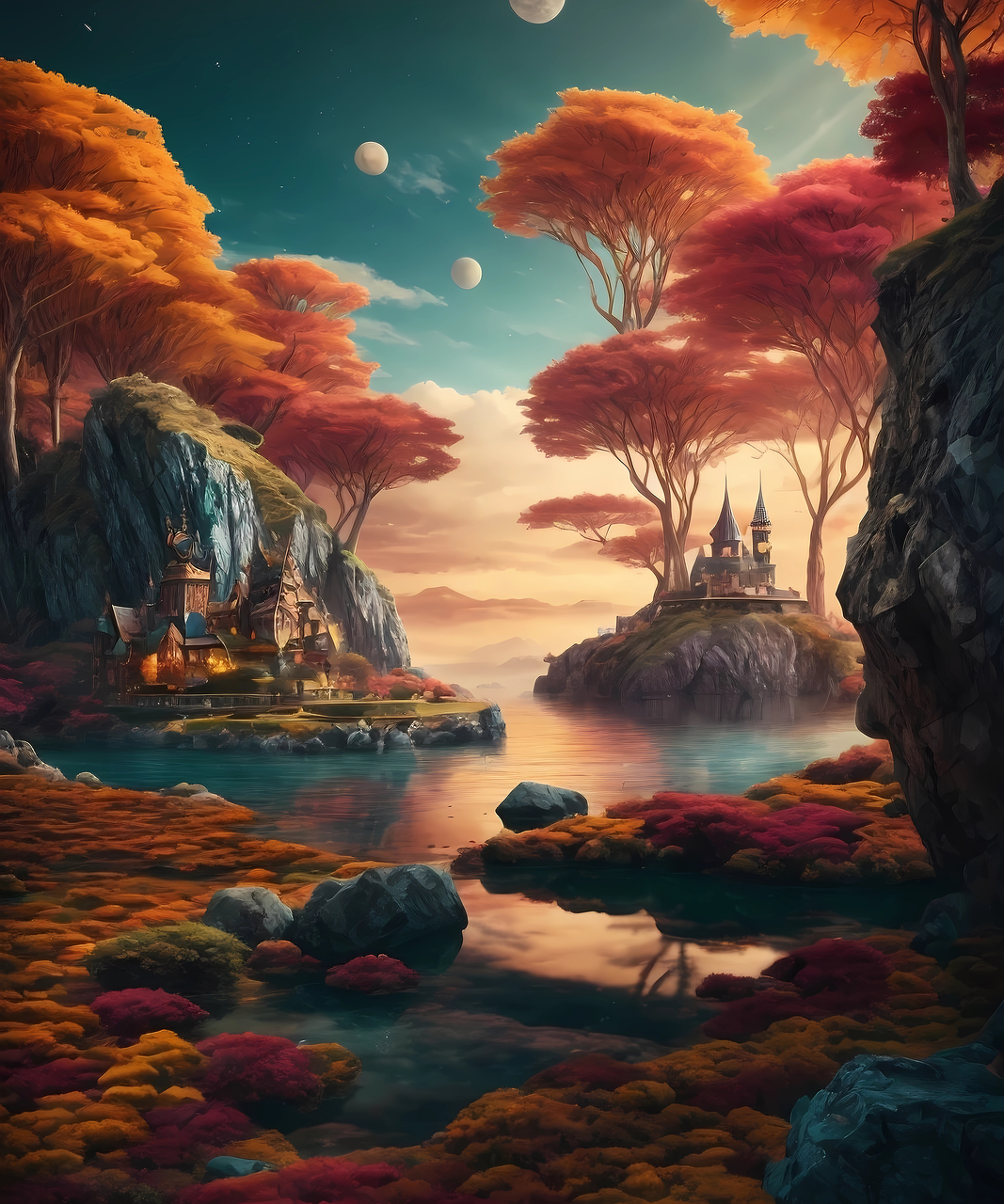 Download Floating Islands, River, Trees. Royalty-Free Stock ...