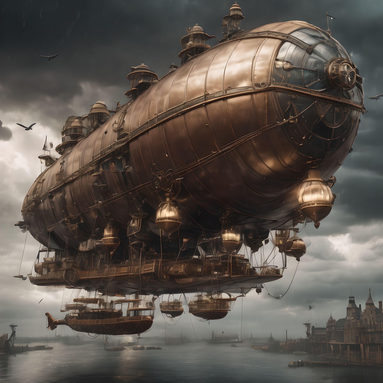 Download Ai Generated, Airship, Industrial Punk. Royalty-Free Stock ...