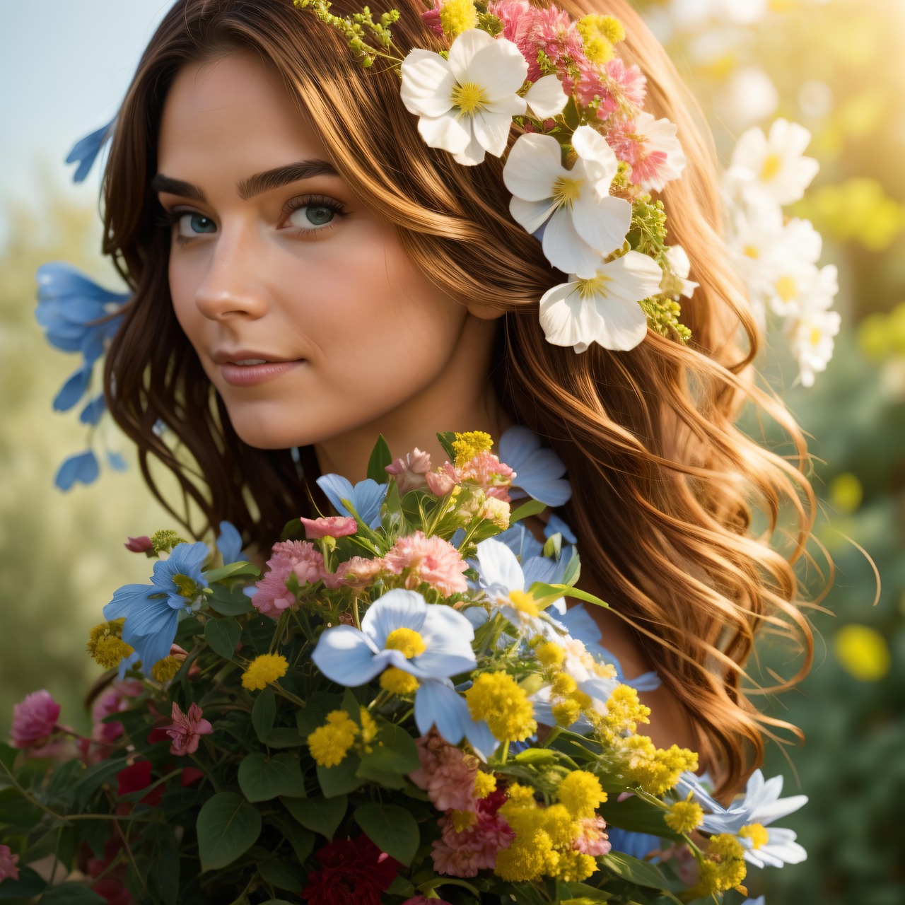 Download Ai Generated Woman Flower Princess Royalty Free Stock