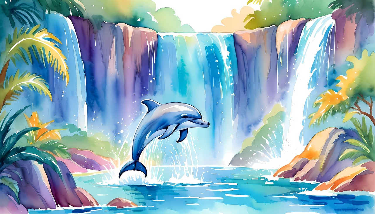 Download Ai Generated, Dolphin, Waterfall. Royalty-Free Stock ...