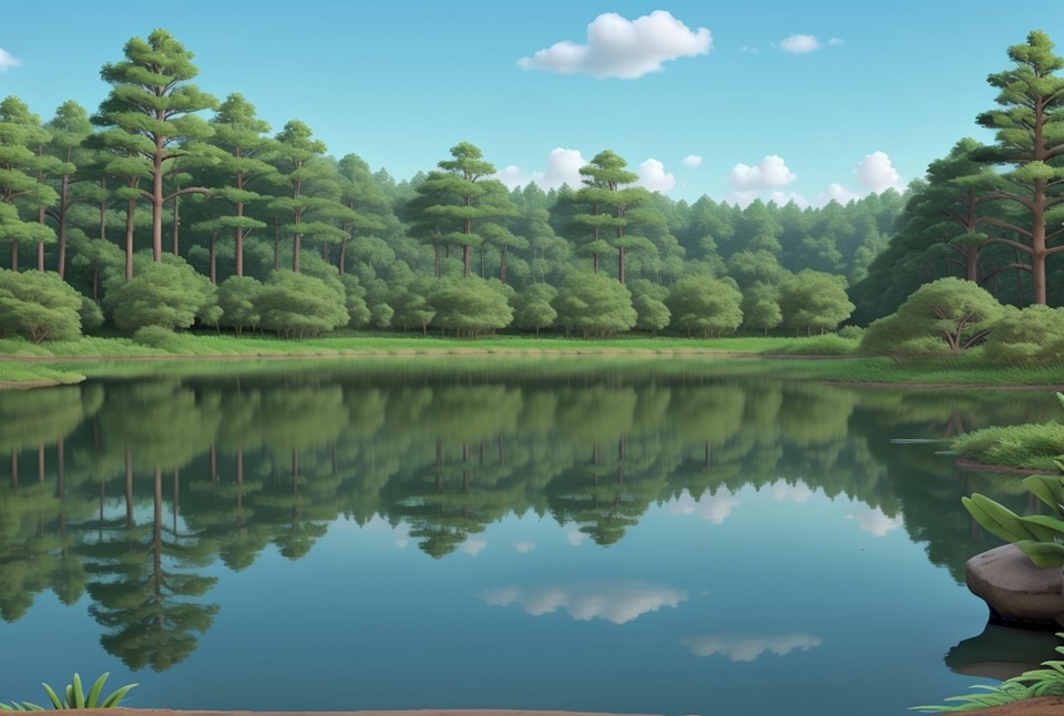 Download Ai Generated, Lake, Forest. Royalty-Free Stock Illustration ...