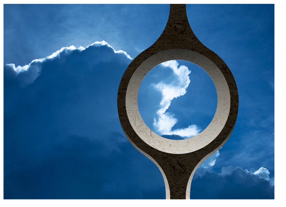 Download Stone Window Clouds Focus Royalty Free Stock Illustration