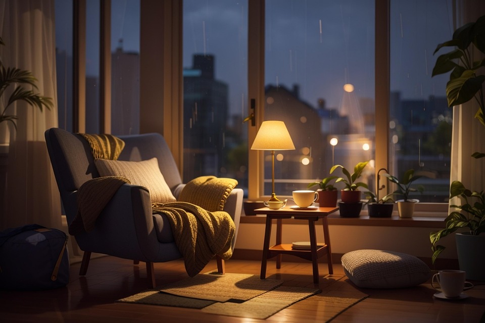 Download Living Room, Cozy, Evening. Royalty-Free Stock Illustration ...
