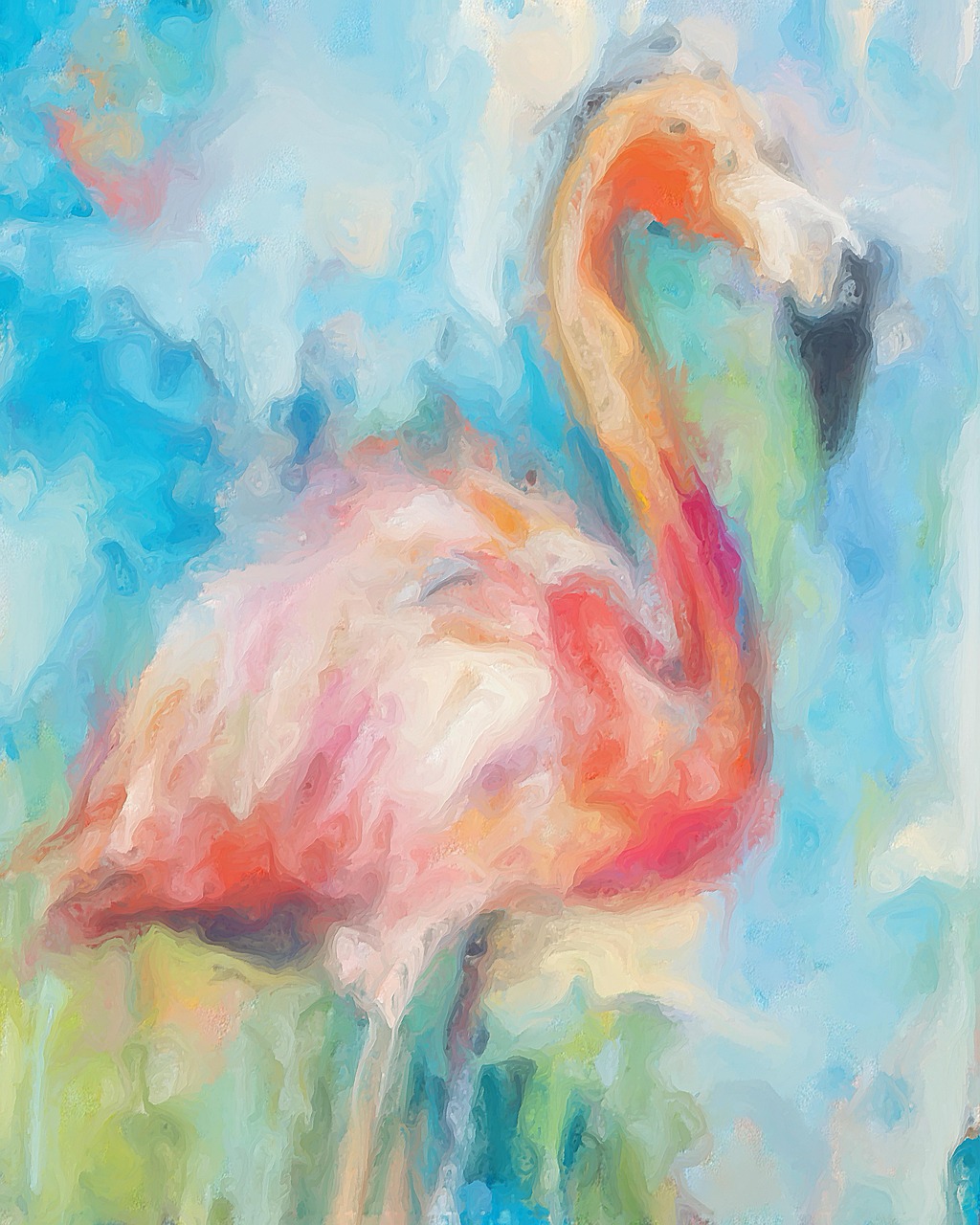 Download Flamingo, Painting, Impressionist. Royalty-Free Stock ...