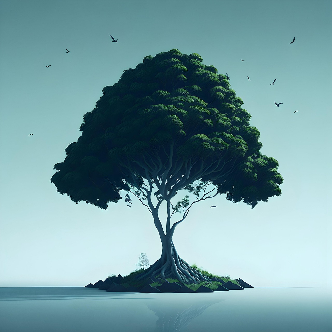 Download Ai Generated, Tree, Birds. Royalty-Free Stock Illustration ...