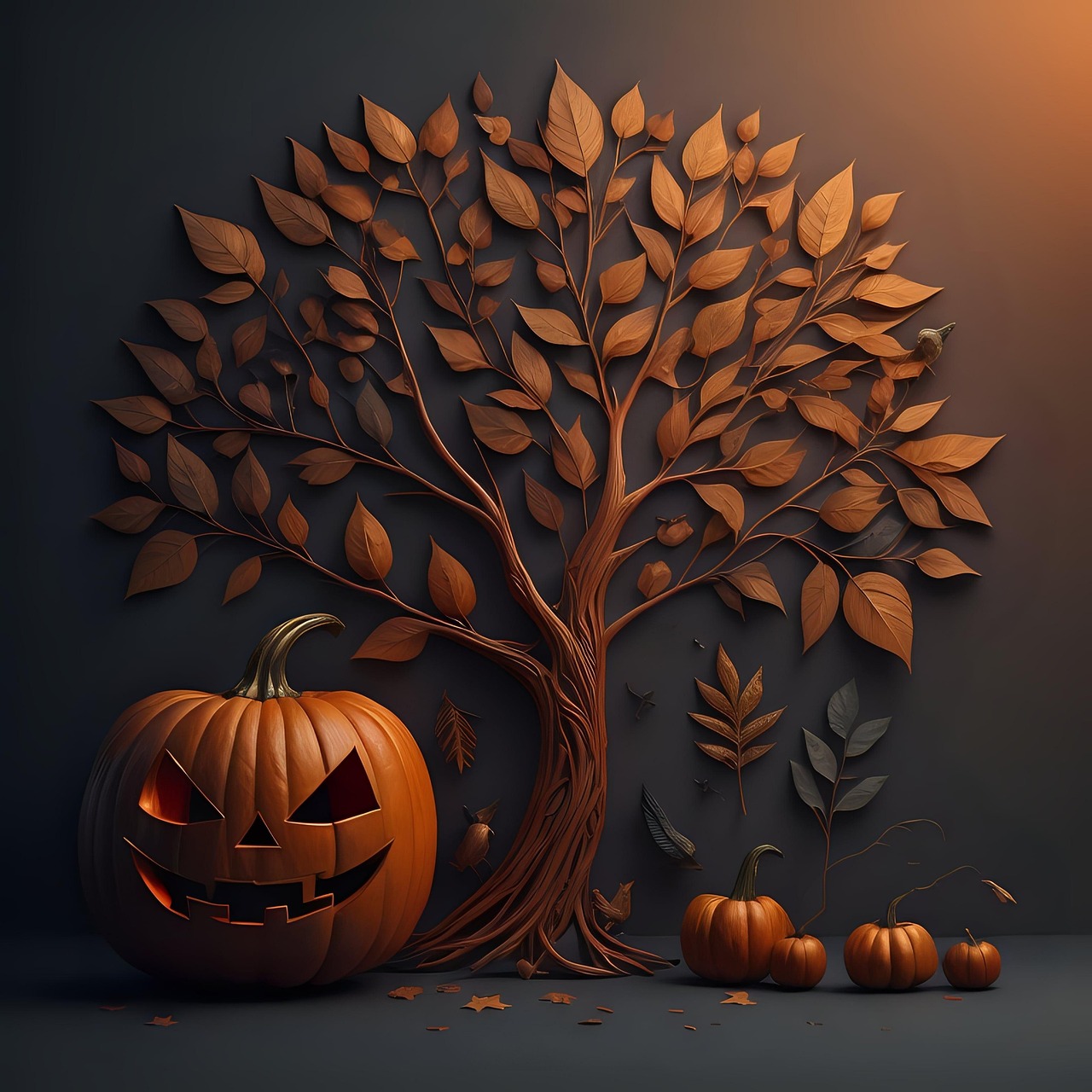 Download Ai Generated, Pumpkins, Tree. Royalty-Free Stock Illustration ...