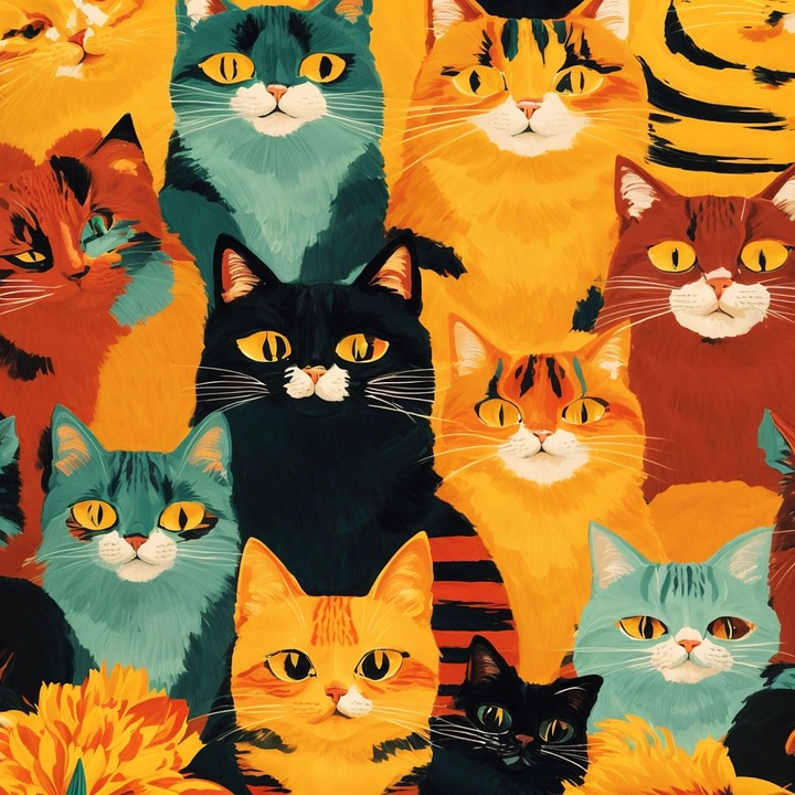 Download Cats, Painting, Colorful. Royalty-Free Stock Illustration ...