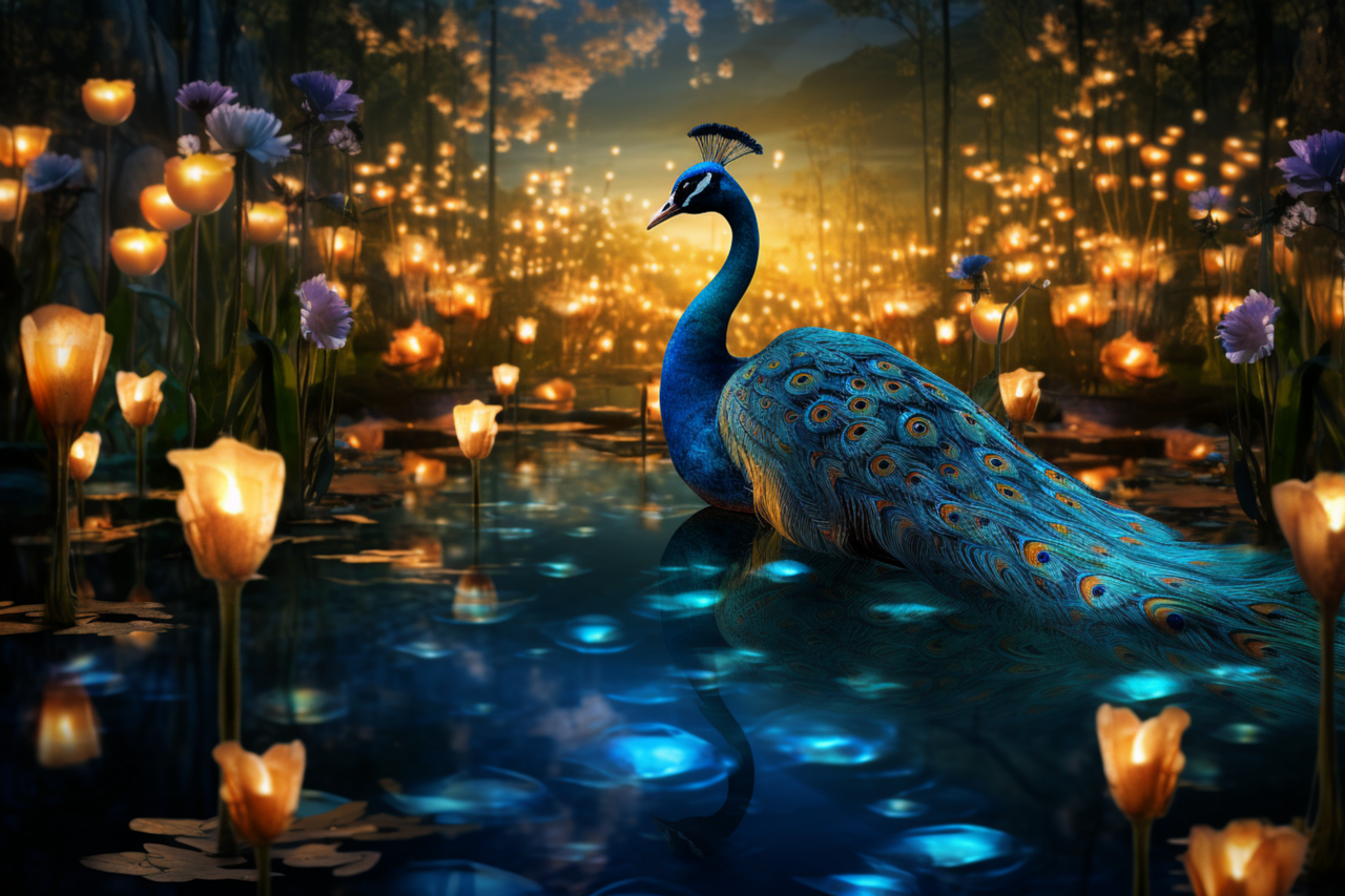 Download Ai Generated Peacock Night Royalty-Free Stock Illustration ...