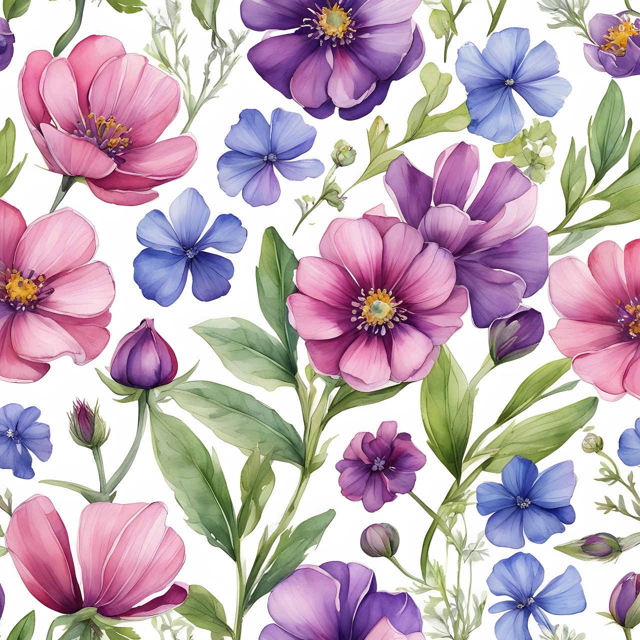 Akvarell Maleri Blomster Akryl Maleri Blomster Plakat Av Hamsah Hamsah