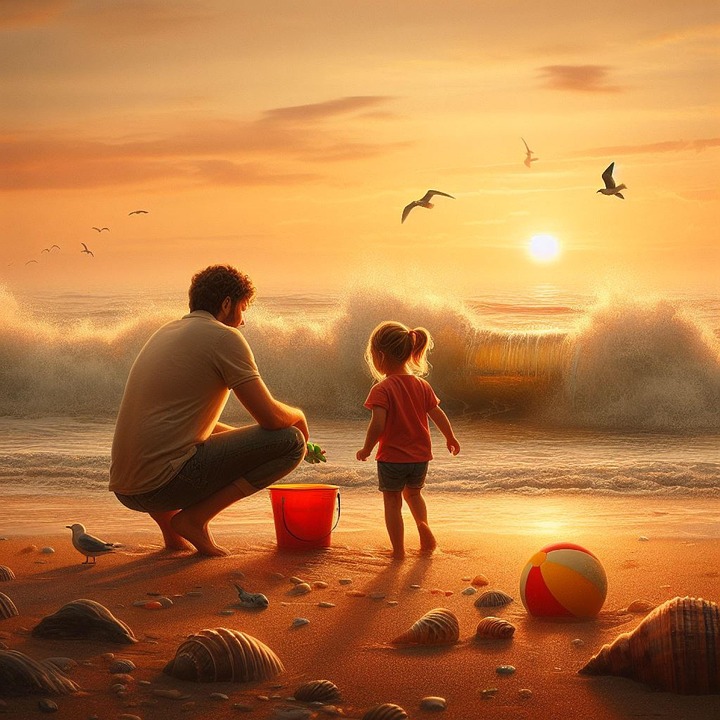 Download Ai Generated, Father And Daughter, Beach. Royalty-Free Stock Illustration Image - Pixabay