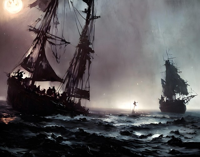 Download Full Moon, Fog, Open Sea. Royalty-Free Stock Illustration ...