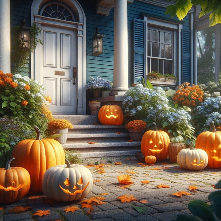 Download Pumpkins, Door, Trick Or Treat. Royalty-Free Stock ...