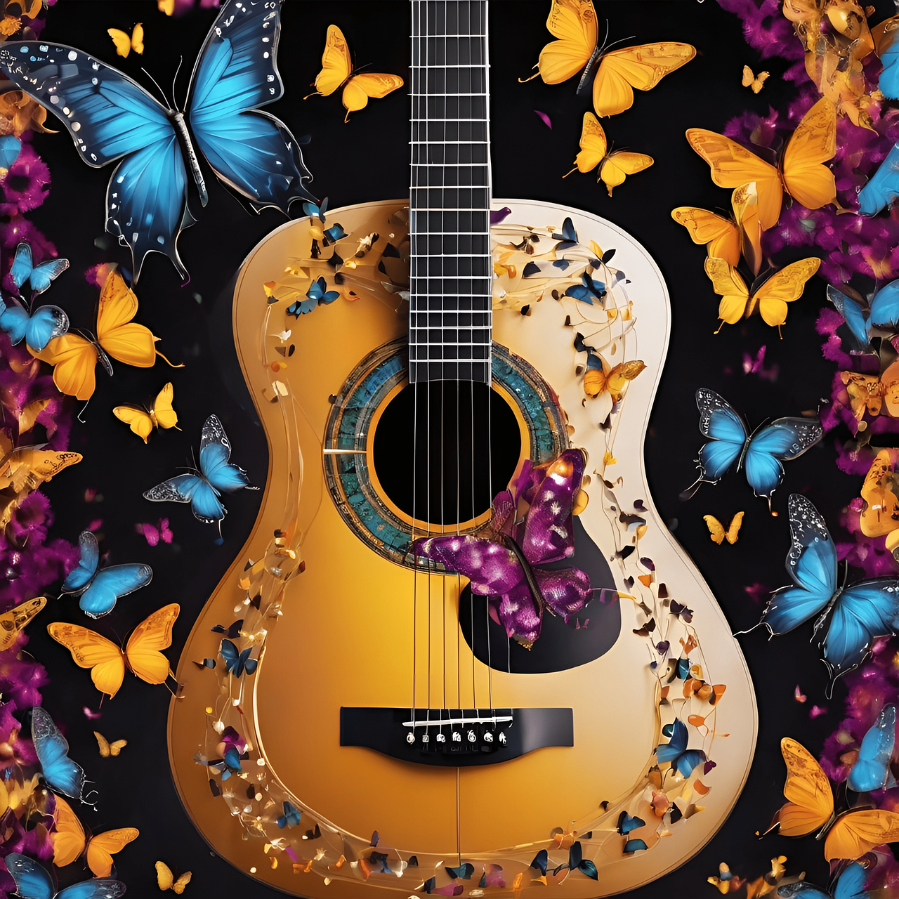 Download Acoustic Guitar Butterflies Royalty-Free Stock Illustration ...