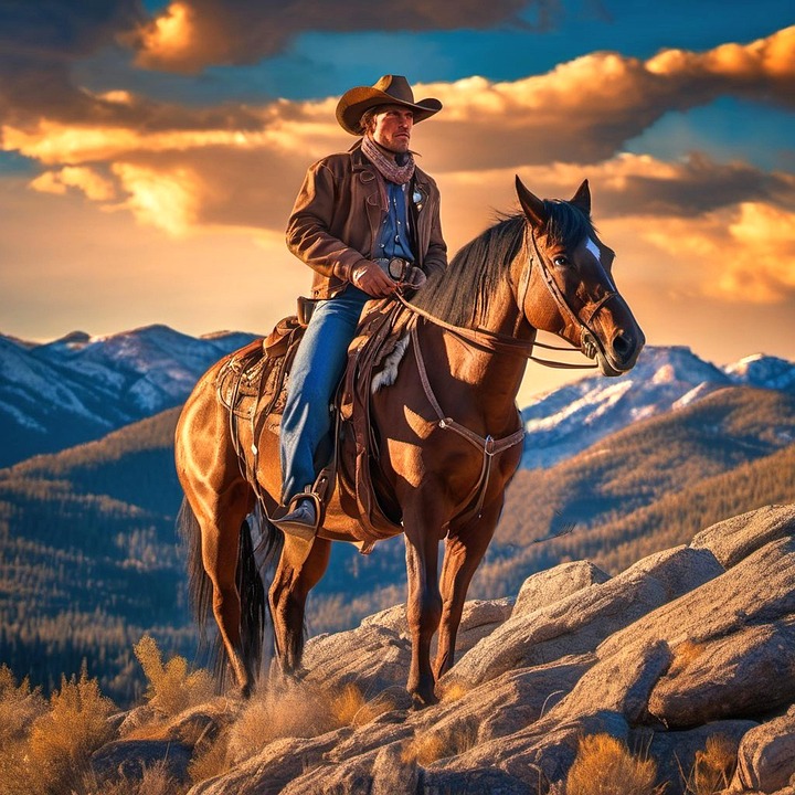 Bedende Cowboy Og Hest Silhuett Silhouette Of Cowboy Hi Res Stock