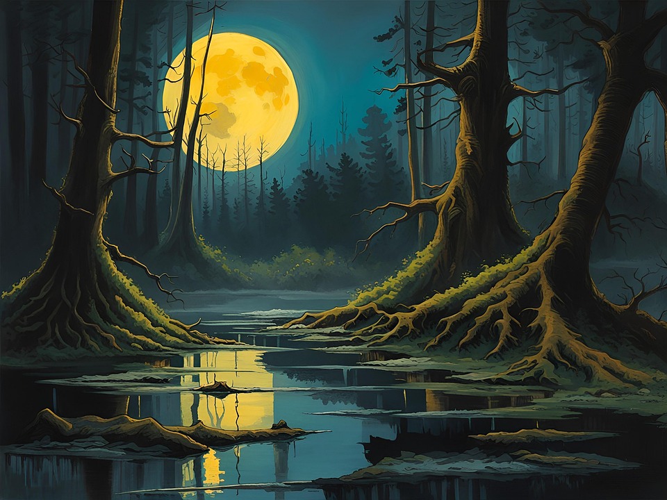 Download Landscape Swamp Night Royalty-Free Stock Illustration Image ...