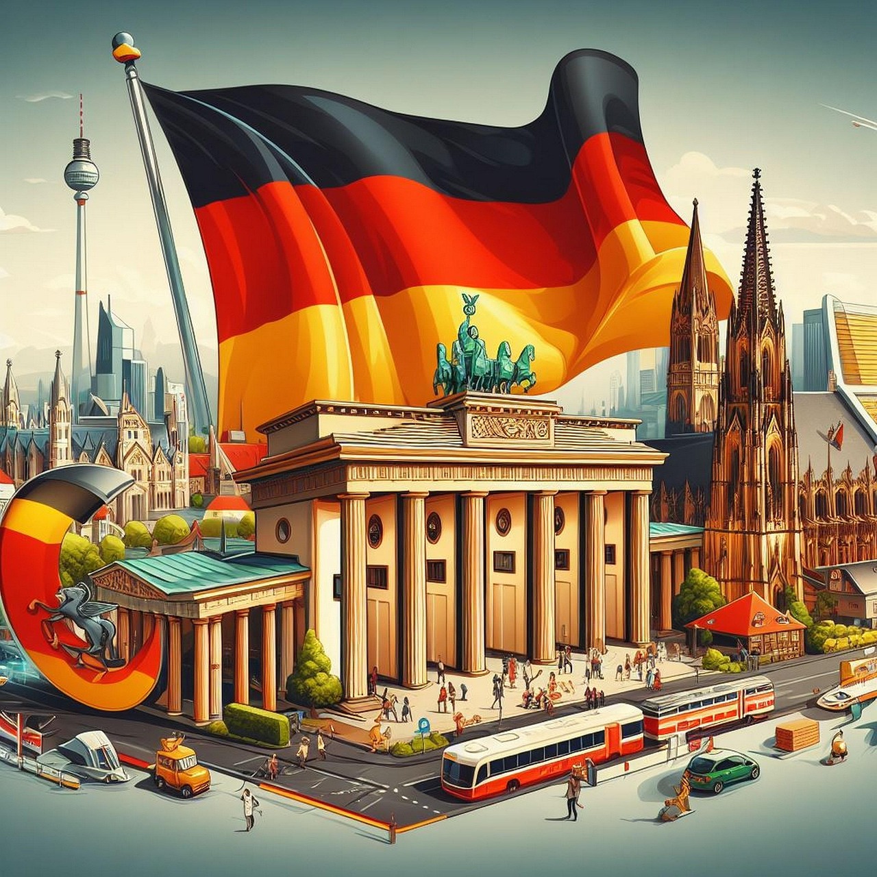 Download Germany Flag Brandenburg Gate Royalty Free Stock Illustration Image Pixabay