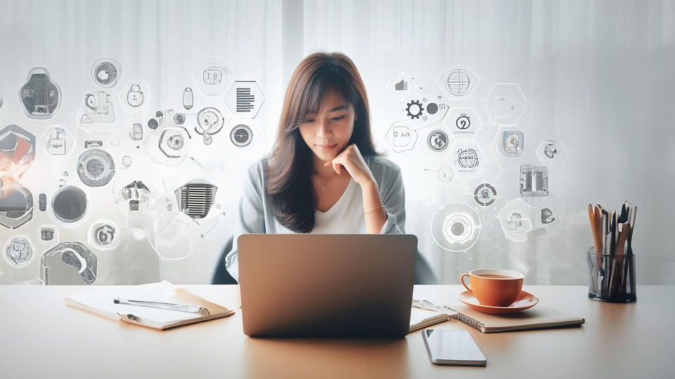 Download Ai Generated, Woman, Working. Royalty-Free Stock Illustration ...