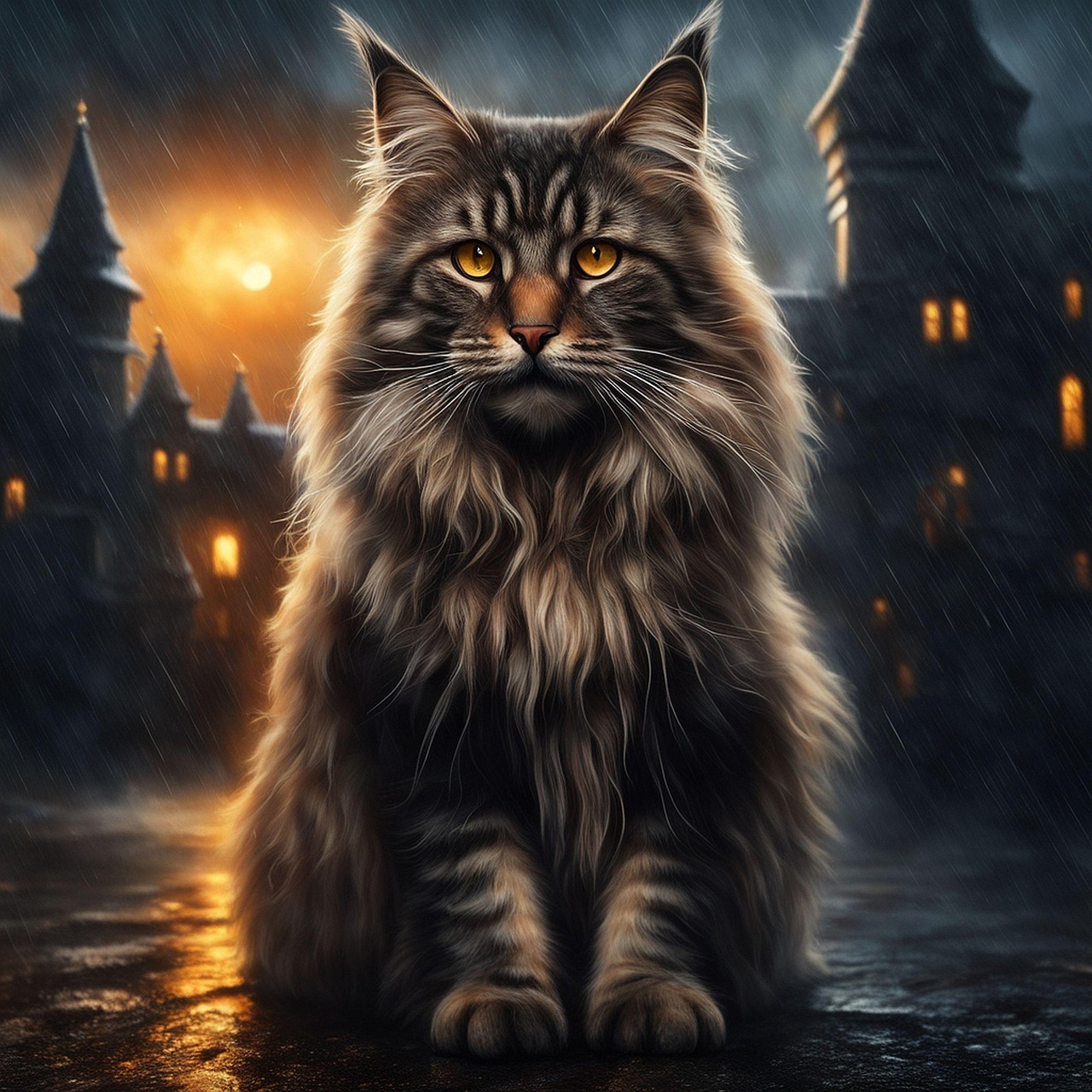 Download Ai Generated, Cat, Rain. Royalty-Free Stock Illustration Image ...