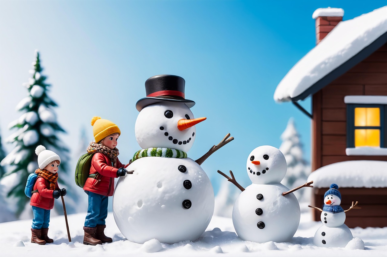 Download Ai Generated, Children, Snowman. Royalty-Free Stock ...