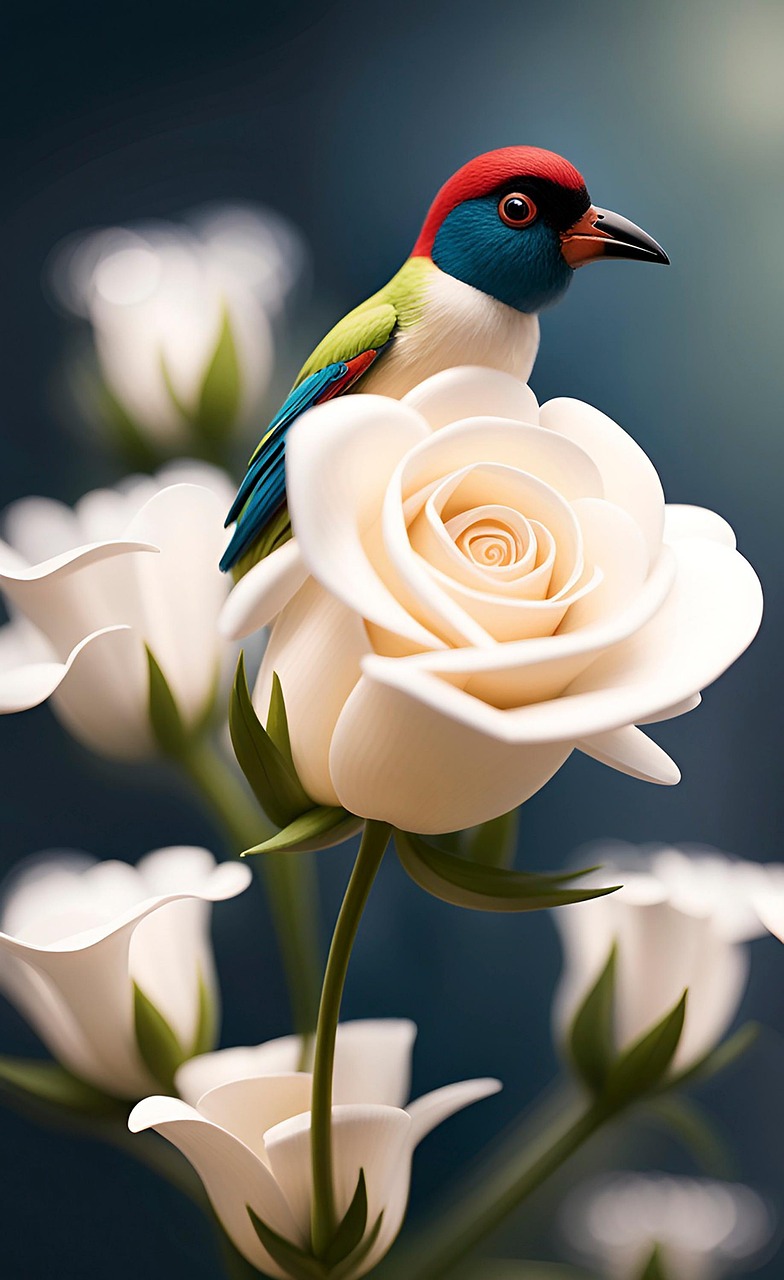Download Ai Generated, Bird, Rose. Royalty-Free Stock Illustration ...