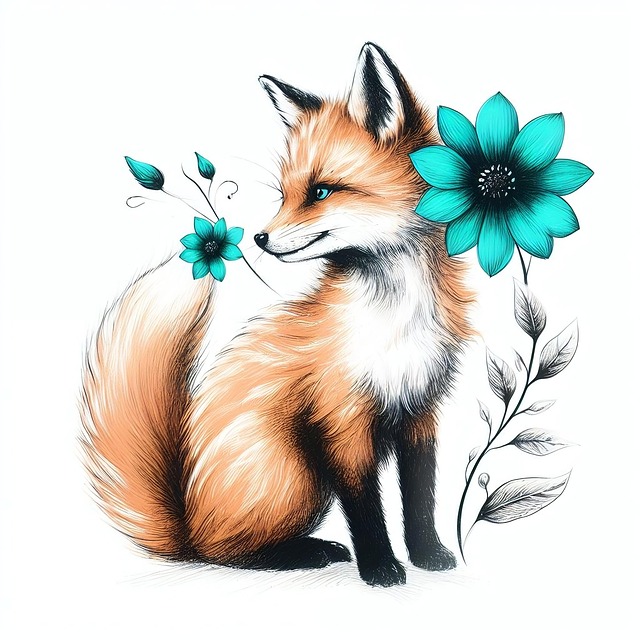 Download Fox, Flowers, Animal. Royalty-Free Stock Illustration Image ...