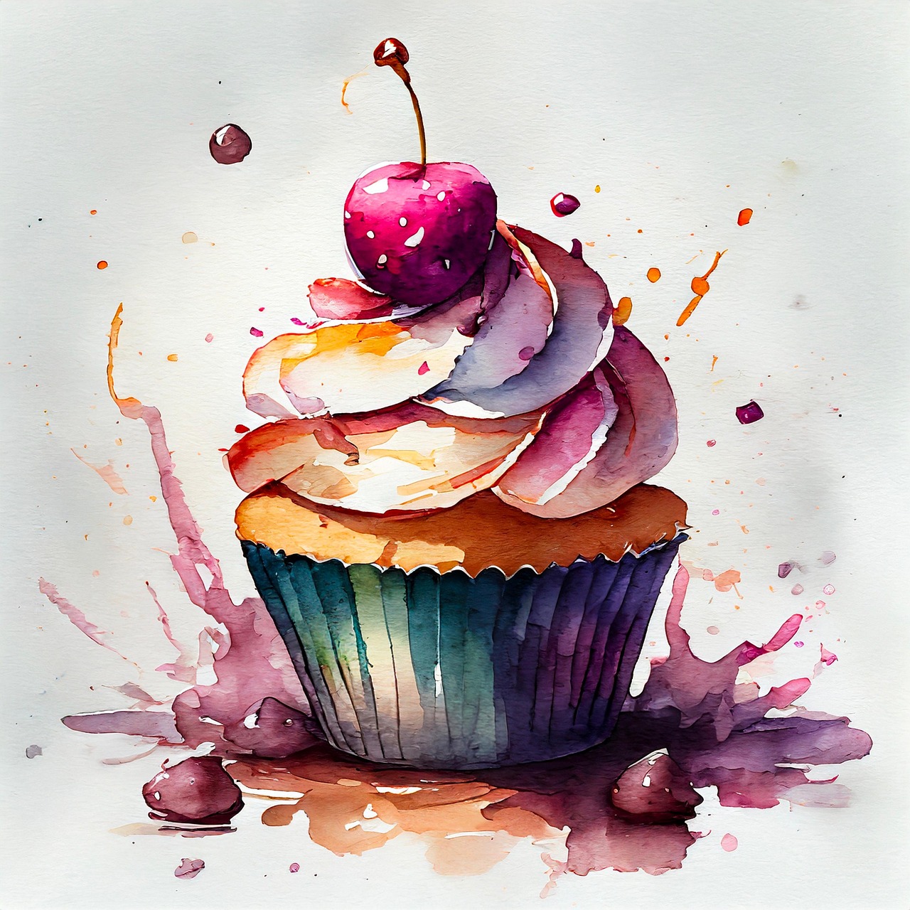 Download Cupcake, Watercolor, Cherry. Royalty-Free Stock Illustration ...