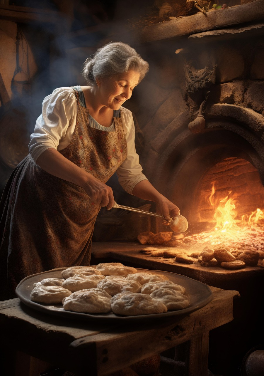 Download Older Woman, Stone Fireplace, Culinary. Royalty-Free Stock ...