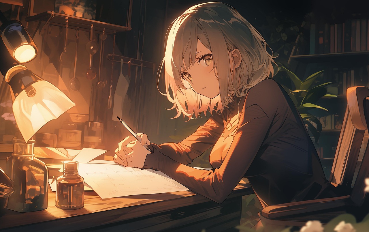 Download A Woman Work At The Desk, Whole Body, Art. Royalty-Free Stock ...