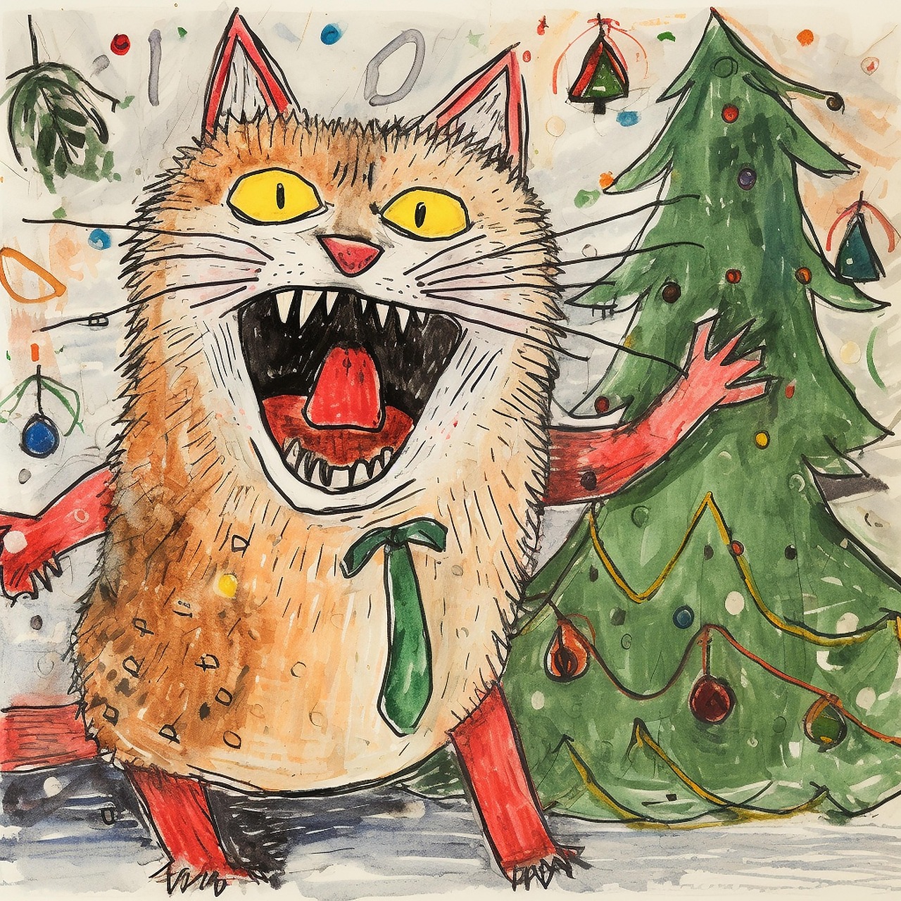 Morsom Katt Jul Tapet Download Pingvin Og Snemand Sjov Jul Wallpaper