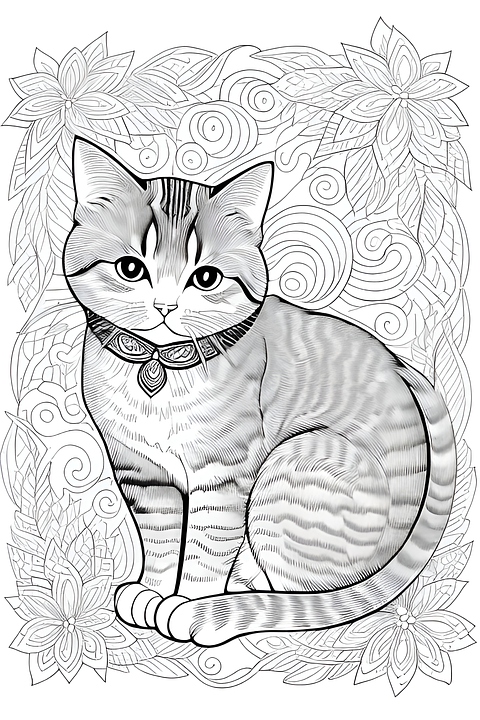Download Ai Generated, Cat, Coloring Page. Royalty-Free Stock ...