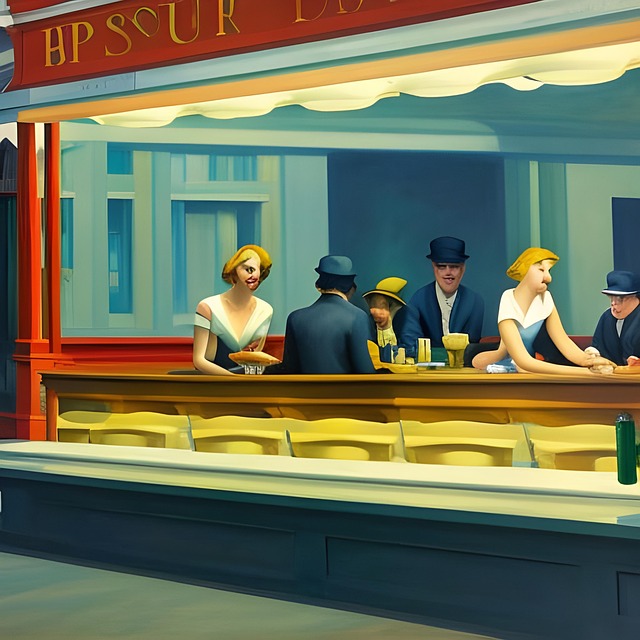 Edward Hopper-Esque Kafe Lukisan - Gambar gratis di Pixabay - Pixabay