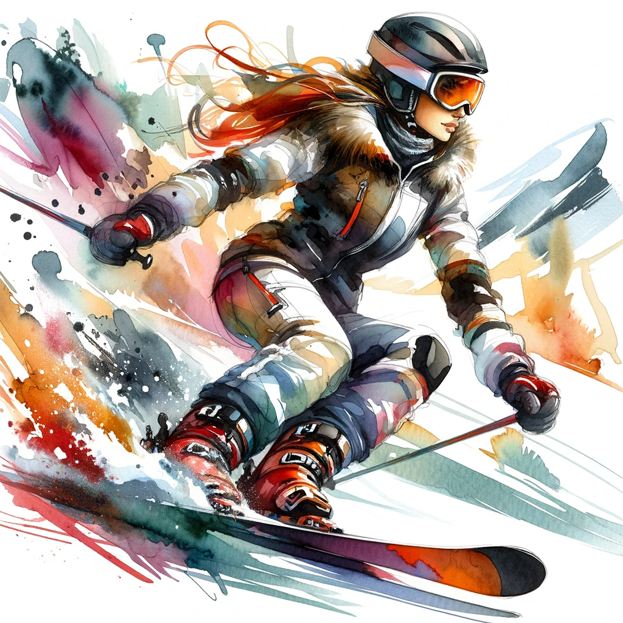 Download Ai Generated Woman Skiing Royalty-Free Stock Illustration ...