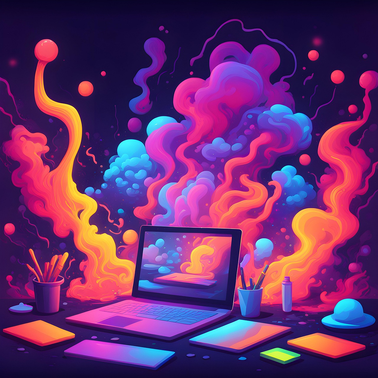 Download Ai Generated, Laptop, Colorful. Royalty-Free Stock ...