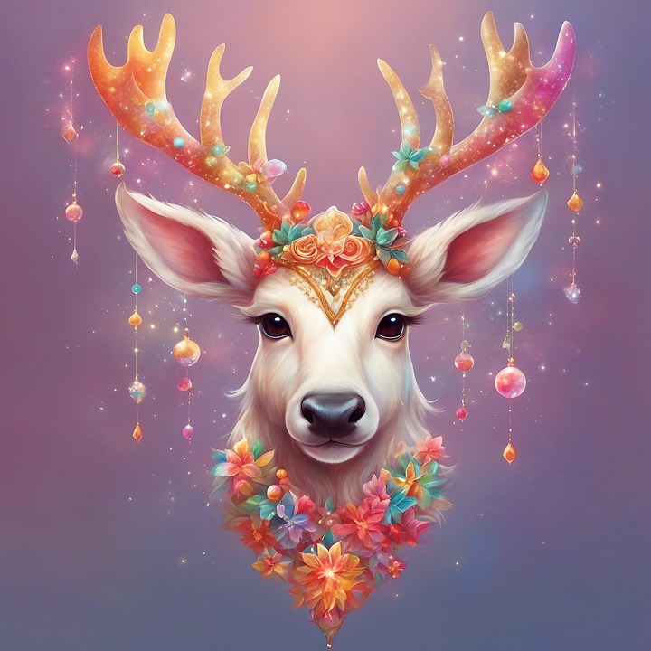 Download Reindeer, Christmas, Flower. Royalty-Free Stock Illustration ...