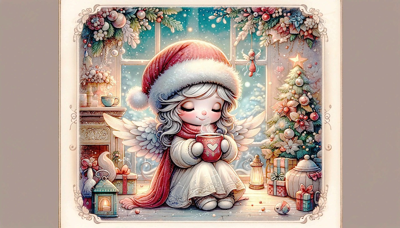 Download Whimsical Christmas Wallpaper, Angelic Illustrations, Festive ...