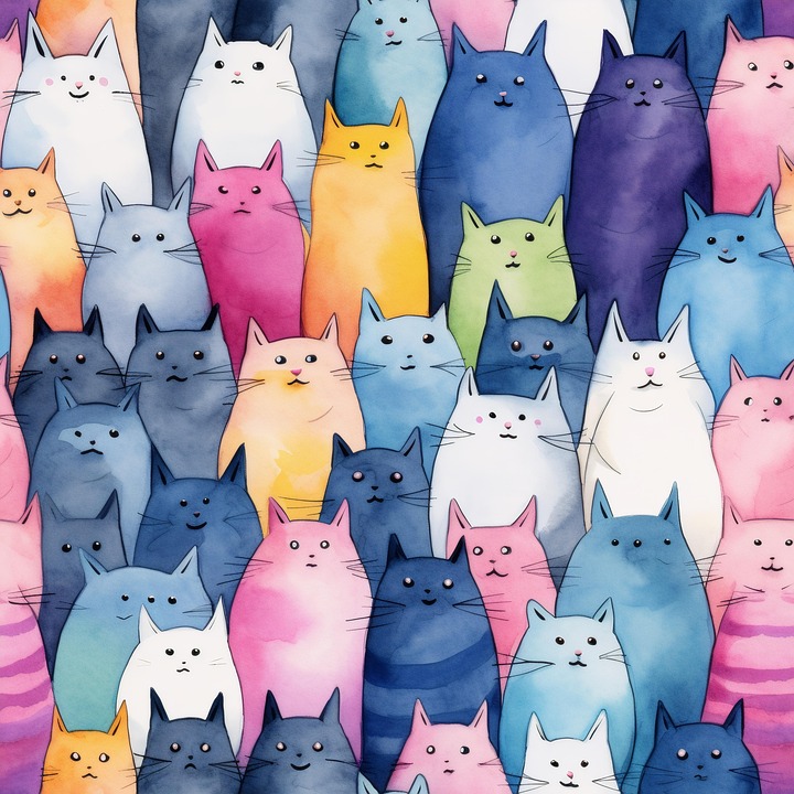 Download Ai Generated, Cats, Colorful. Royalty-Free Stock Illustration ...