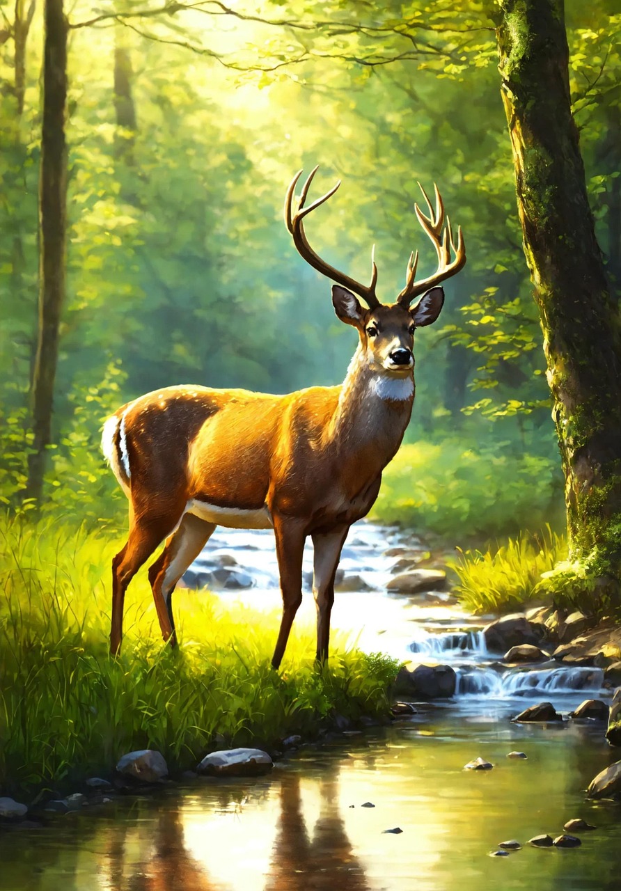 Download Ai Generated, Deer, Stream. Royalty-Free Stock Illustration ...