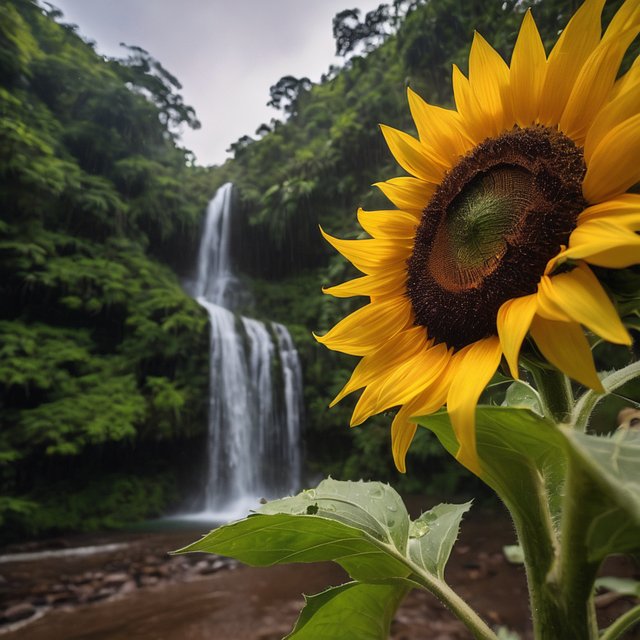 Download Sunflower, Waterfall, Mountain. Royalty-Free Stock ...