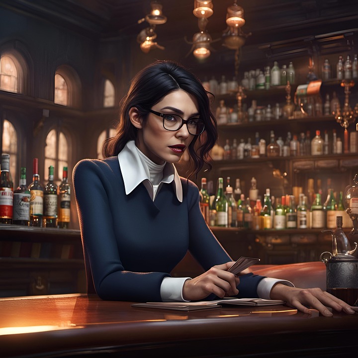 Download Ai Generated, Woman, Bar. Royalty-Free Stock Illustration ...