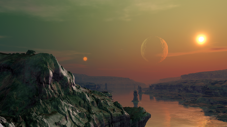 Download Landscape, Double Sun, Exoterristrian. Royalty-Free Stock ...