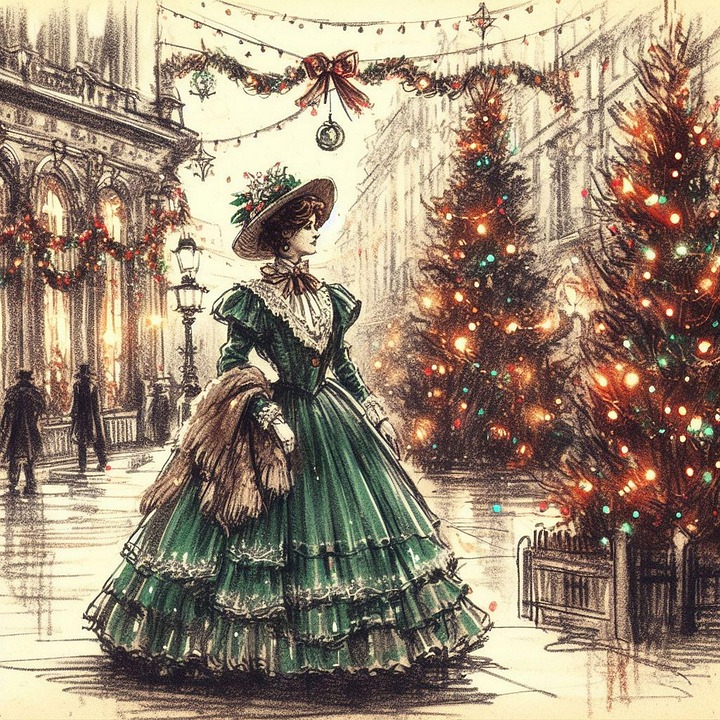 Download Woman, Christmas, Vintage. Royalty-Free Stock Illustration ...
