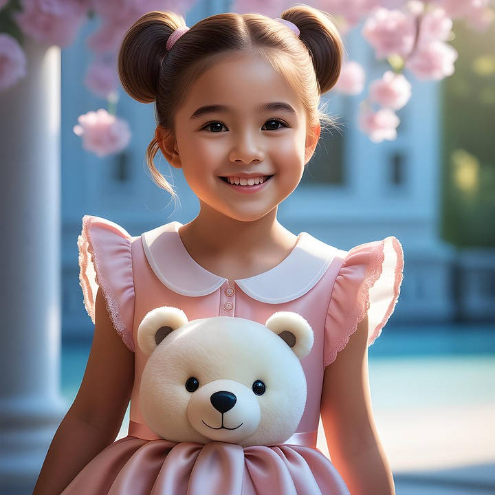 Download Ai Generated, Little Girl, Pink Dress. Royalty-Free Stock ...