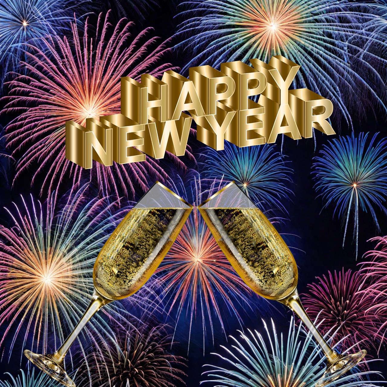 Download Happy New Year Fireworks Champagne Royalty Free Stock Illustration Image Pixabay