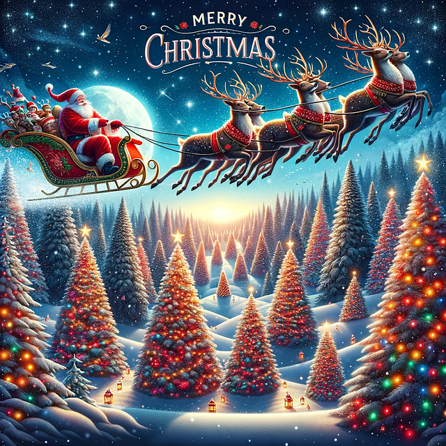 Download Santa Claus, Reindeer, Snowy Landscape. Royalty-Free Stock ...