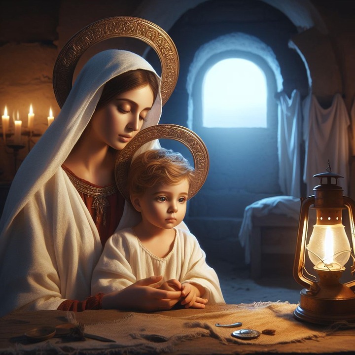 Download Ai Generated Baby Jesus Mary Royalty Free Stock