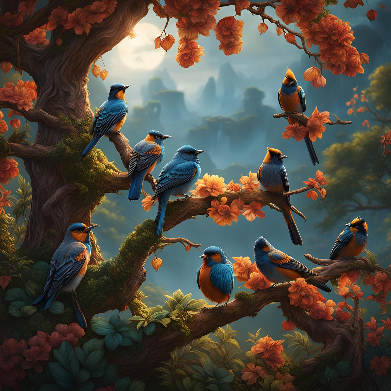Download Ai Generated, Birds, Flowers. Royalty-Free Stock Illustration ...