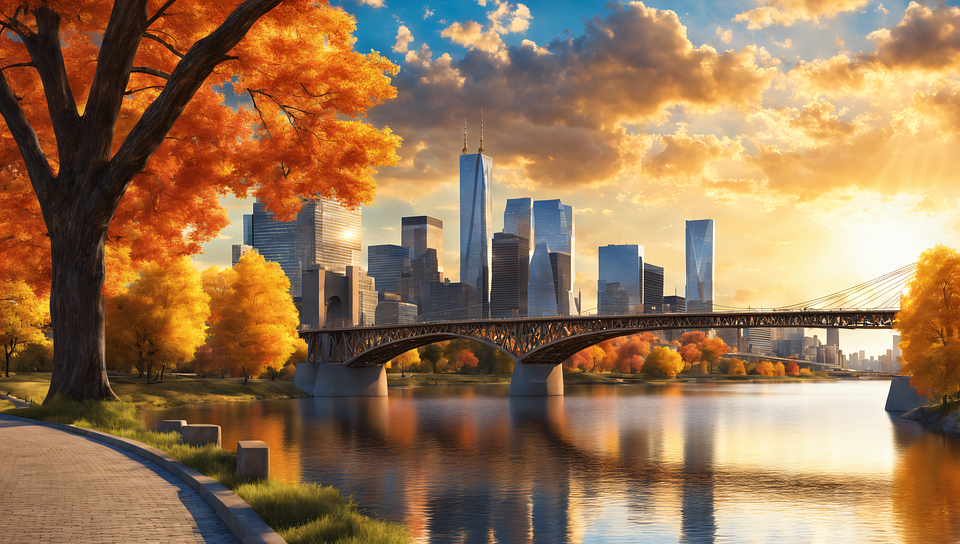 Download Buildings, Nature, Bridge. Royalty-Free Stock Illustration ...